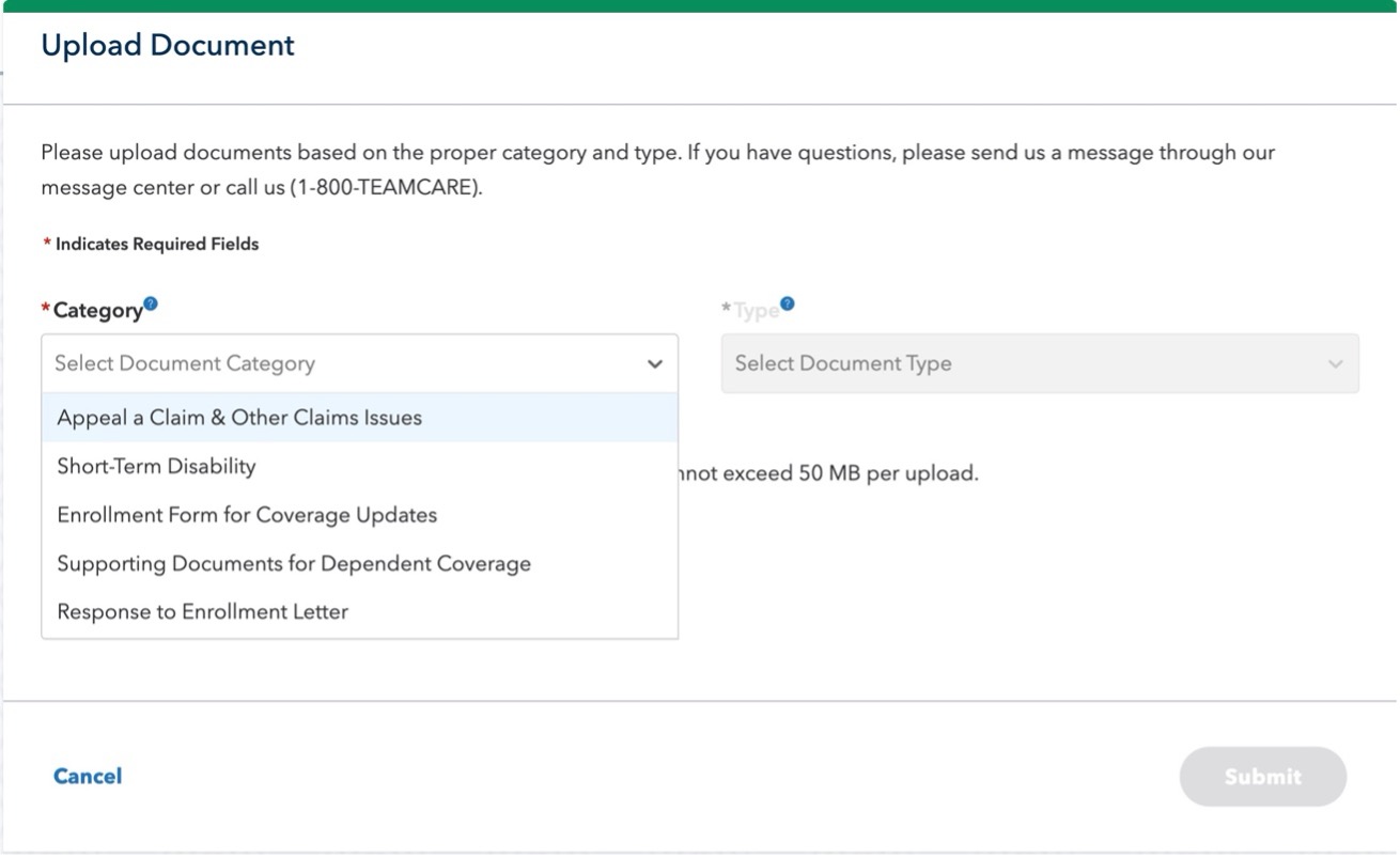 Help | TeamCare - How to Use Document Upload Center